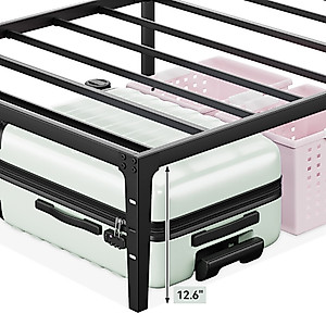 Alkmaar 14 Inch Twin Size Black Bed Frame, Metal Platform Mattress Foundation, Metal Slat Support, No Box Spring Needed, Noise Free (Twin)