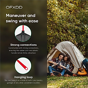 OFXDD Rubber Fly Swatter, Long Fly Swatter Pack, Fly Swatter Heavy Duty, Green and Red Colors (3 Pack)