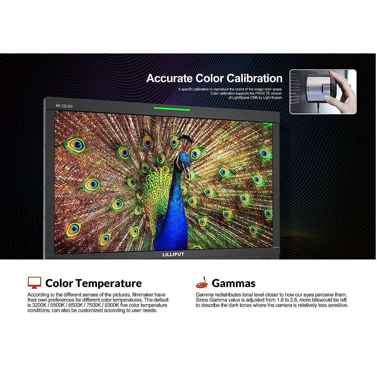 LILLIPUT Q23-ABBP 10bit 23.8 inch 12G-SDI Professional Broadcast Production Studio Monitor 12G SDI and 12G-SFP Fiber Optic Input with Gold Mount