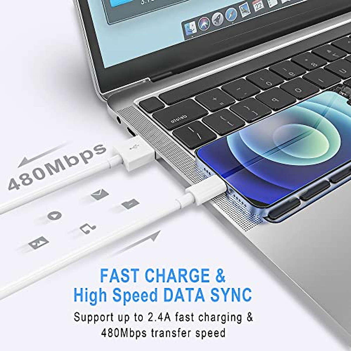 iPhone Charger 6ft 4Pack Apple Charging Cord [Apple Mfi Certified] Lightning Cable 6 Feet Long Cord,Fast iPhone Charging Cable for Apple iPhone 13 Pro Max/12 Mini/11/XR/Xs/X/8/7/6 Plus/5/iPad Air