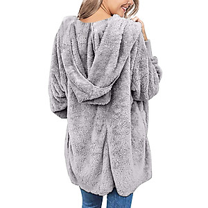luvamia Women Coat Outfits Cardigan Women's Cardigans Woman Coats and Jackets Sherpa Jacket Women Quite Gray Size Small Size 4 Size 6