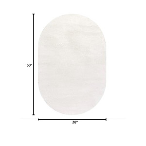 Eyely UES100T-3OV Supersoft Haze Solid Low-Pile Indoor Area Rug Casual;Contemporary;Solid;Traditional, Bedroom, Kitchen, Living Room, Easy-Cleaning, Non-Shedding, 3 X 5 Oval, Cream