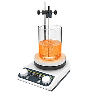 LAB FISH Laboratory Lab Magnetic Stirrer Hot Plate 280℃/ 536℉ 5 inch Digital Magnetic Mixer 3L Capacity Knob Control 200-1500rpm,Probe Sensor & Stirring Bar Included,110V