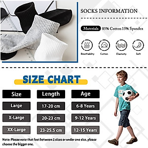 DoSmart Kids Athletic Crew Socks Boys Girls Classics Cotton School Uniform Childs Sports Breathable Casual Socks 10 Pairs(Black Ankle Socks,13-15 Years)