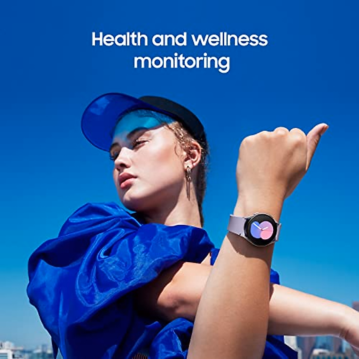 SAMSUNG Galaxy Watch 5 40mm Bluetooth Smartwatch w/ Body, Health, Fitness and Sleep Tracker, Improved Battery, Sapphire Crystal Glass, Enhanced GPS Tracking, US Version, Silver Bezel w/ Purple Band