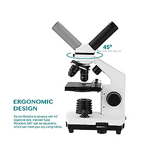CZDYUF 64X-640X Professional Biological Microscope Up/Down LED Monocular Microscope for Students Kids Education with Slides