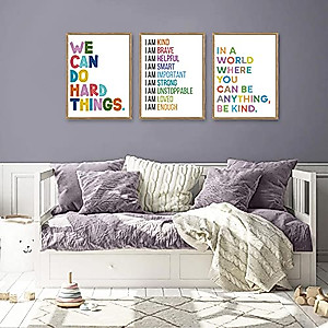 Pennclys Colorful Inspirational Quotes Wall Art Nursery Canvas Wall Decor Inspirational Art Prints Motivational Posters for Classroom Girls Kids Playroom Decor 12x16 Inch Unframed