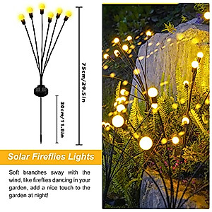 2 Pack Solar Garden Lights, Solar Powered Firefly Lights Outdoor Waterproof, Solar Starburst Swaying Lights When Wind Blows, Solar Outdoor Decor Light for Landscape, Pathway, Yard, Patio(Warm White)
