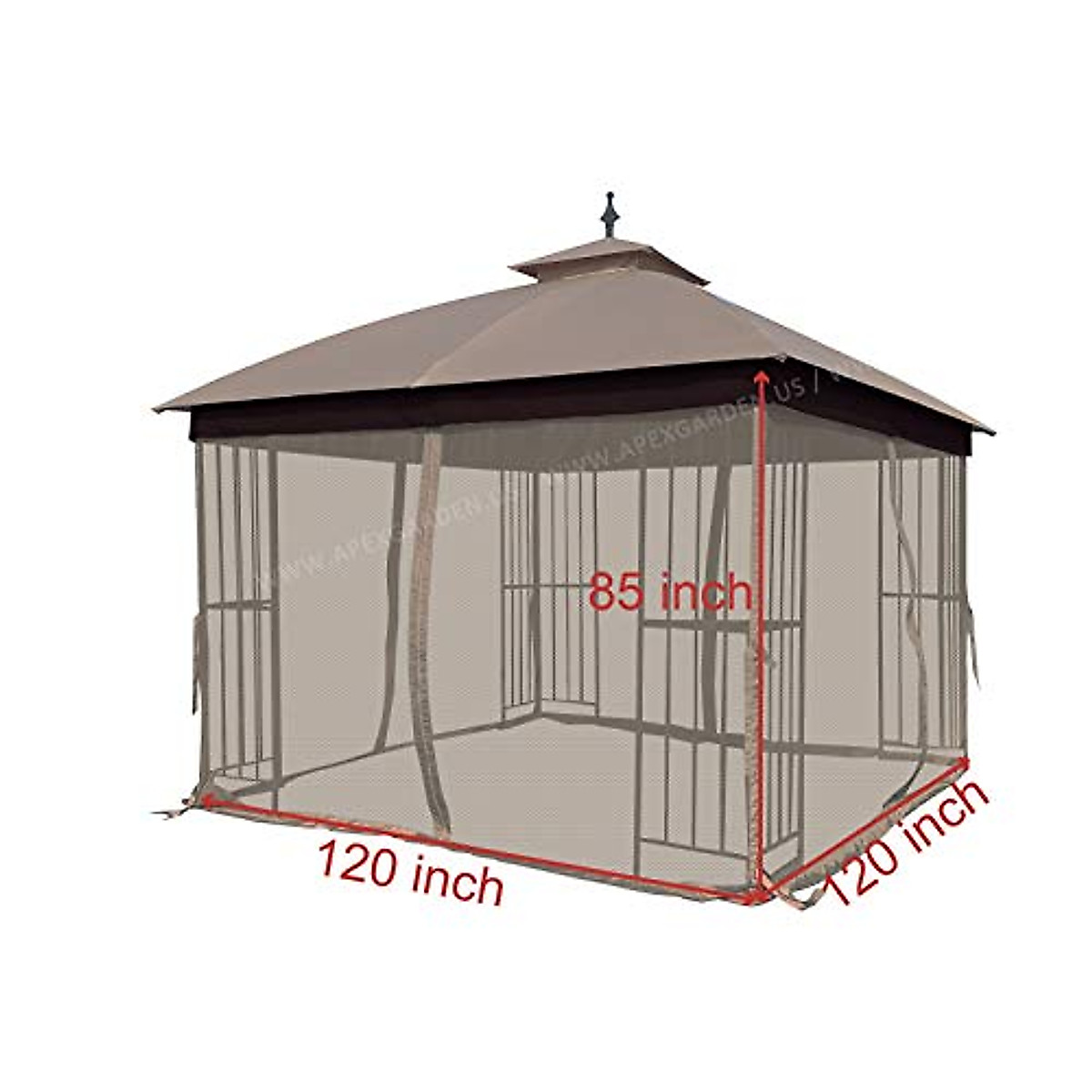 APEX GARDEN 10' x 10' Gazebo Replacement Mosquito Netting (Tan)