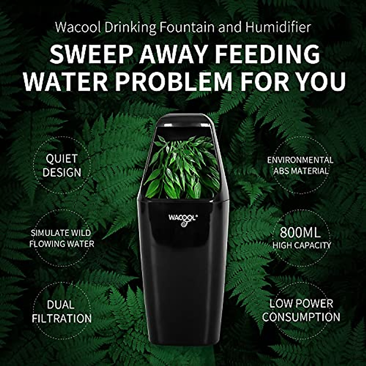WACOOL Automatic Reptile Dripper, Reptile Drinking Fountain Water Dispenser for Chameleon Iguana Crested Gecko Lizard Amphibians