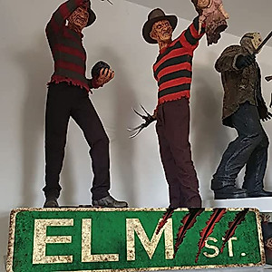flinelife Elm Street Sign,16X6, Horror Movie Metal Sign, Nightmare on Elm Street Wreath Sign