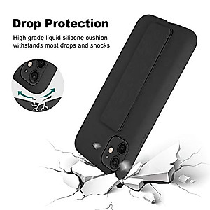 LAUDTEC Silicone Kickstand Case Compatible with iPhone 11 case Vertical and Horizontal Stand Hand Strap Metal Kickstand, Flexible Soft Liquid Silicone Stand Case for iPhone 11(Black)