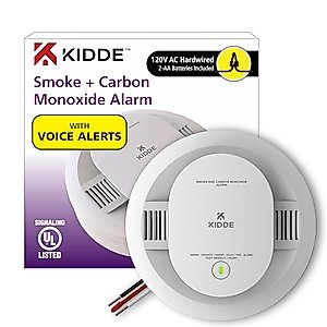 Kidde Hardwired Smoke & Carbon Monoxide Detector, AA Battery Backup, Voice Alerts, Interconnectable, LED Warning Light Indicators