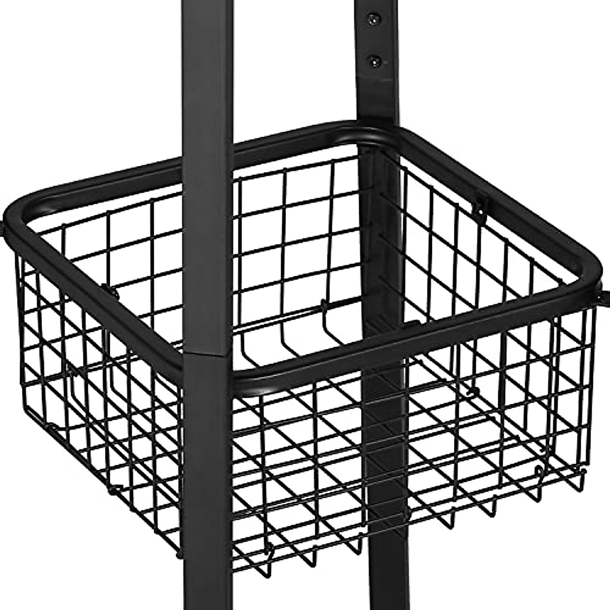 VECELO Coat Rack Freestanding, Entryway Clothes Stand with Metal Basket and 2 Shelves, Upgrade Hall Trees with 8 Dual Hooks for Bags, Hats, and Umbrellas, Industrial Styles, Vintage Brown+ Black