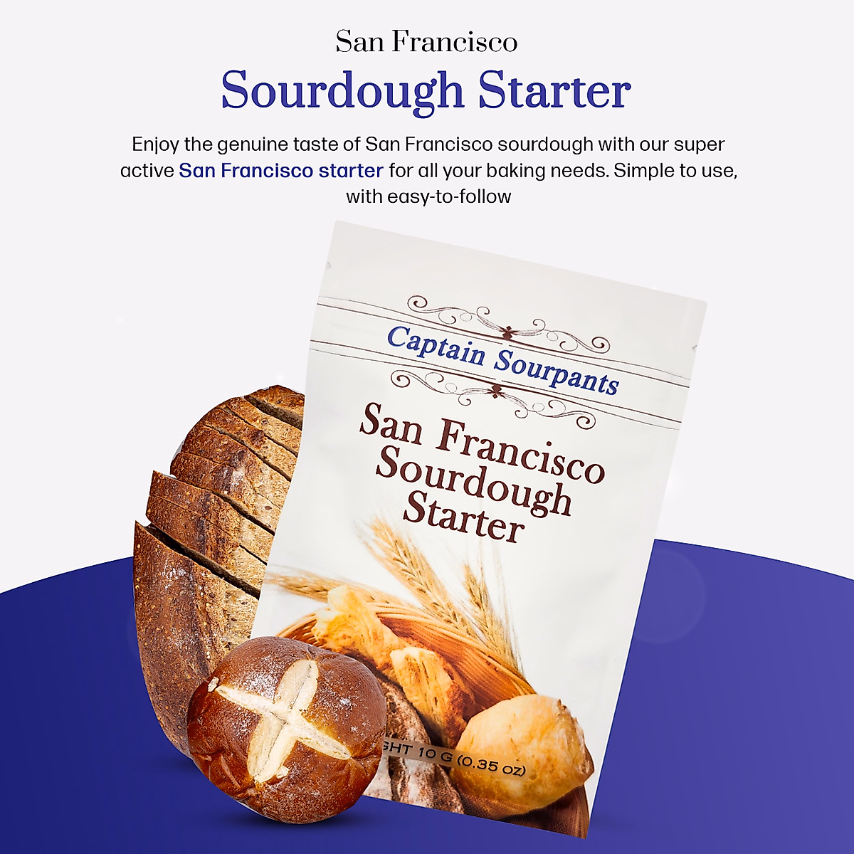San Francisco Sourdough Starter - Dehydrated Heirloom Style Sourdough Starter for Sourdough Bread, Pizza, Buns, Pancakes, Muffins | Easy to follow instructions. By Captain Sourpants