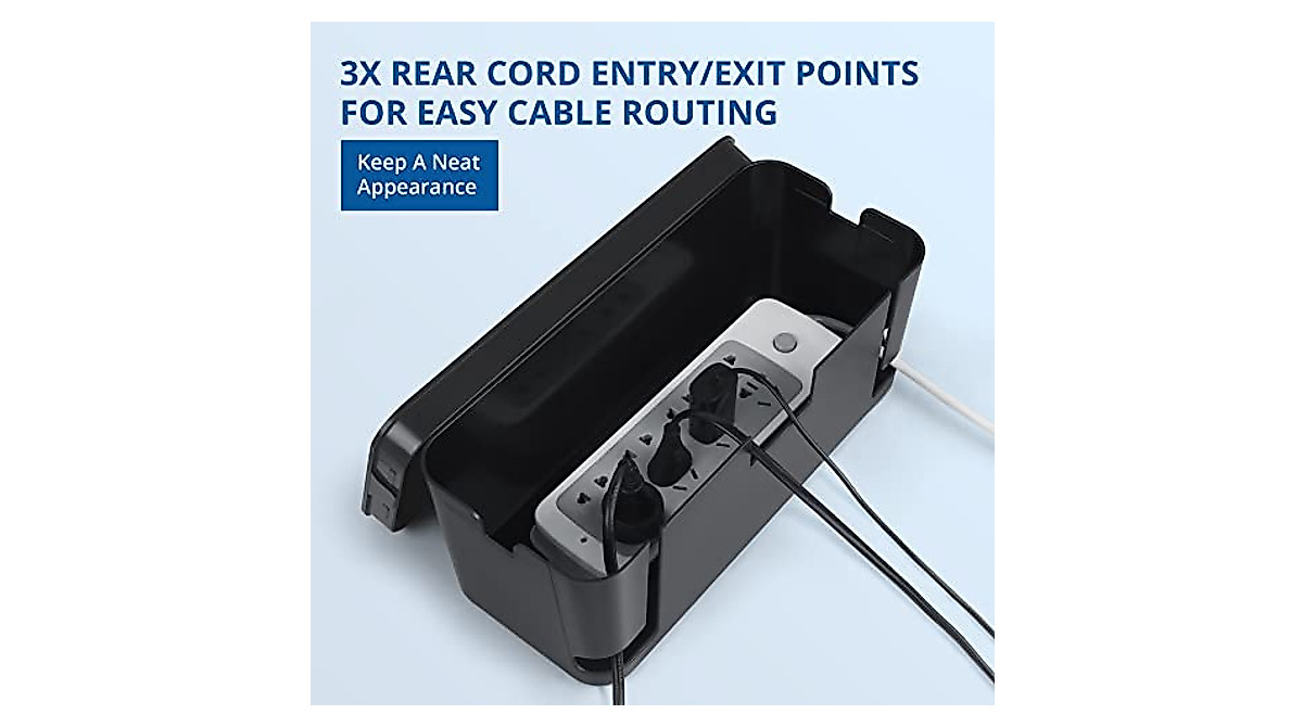 Cable Management Box 2-Pack - Organize & Conceal Power Strips Safely