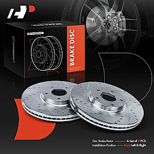 A-Premium 12.58 inch (319.6mm) Front Drilled and Slotted Disc Brake Rotors Compatible with Select Nissan and Infiniti Models - Altima, Murano, Maxima, 350Z, 370Z, G25, G35, G37, QX50, M35, 2-PC Set