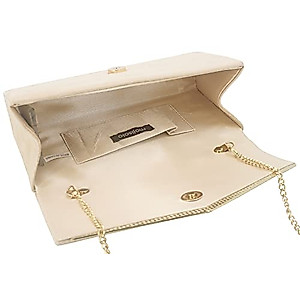 MOJISOLO Faux Suede Women's Evening Clutch Bags for Formal Cocktail Prom Wedding Party Velvet Foldover Purse Nude