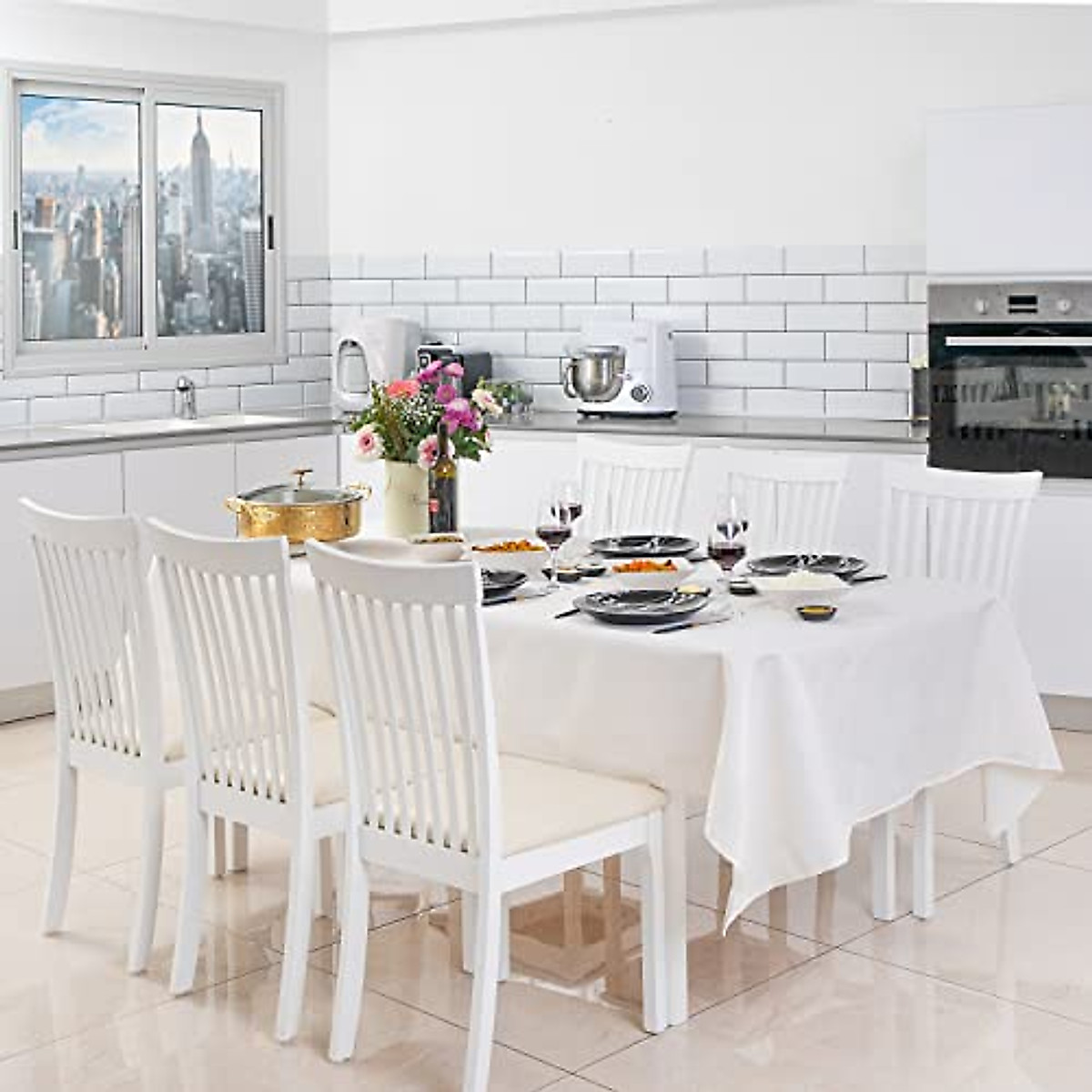 moty Beautiful Oxford Rectangle Table Cloth Fabric, Tablecloth with Waterproof, Stain Resistant Protection – Quick-Drying Heavy Weight Table Cover Safeguards Against Spills