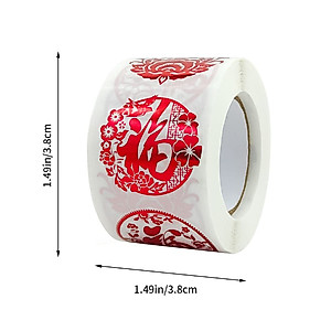 1 Roll Chinese New Year Stickers Lucky Chinese Fu Character Seal Stickers Adhesive Label Spring Festival Party Favor for DIY Crafts Card Envelope Red