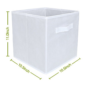EZOWare Set of 6 Foldable Fabric Basket Bin Collapsible Storage Cube For Nursery, Kids Toys Organizer, Shelf Cabinet (White)