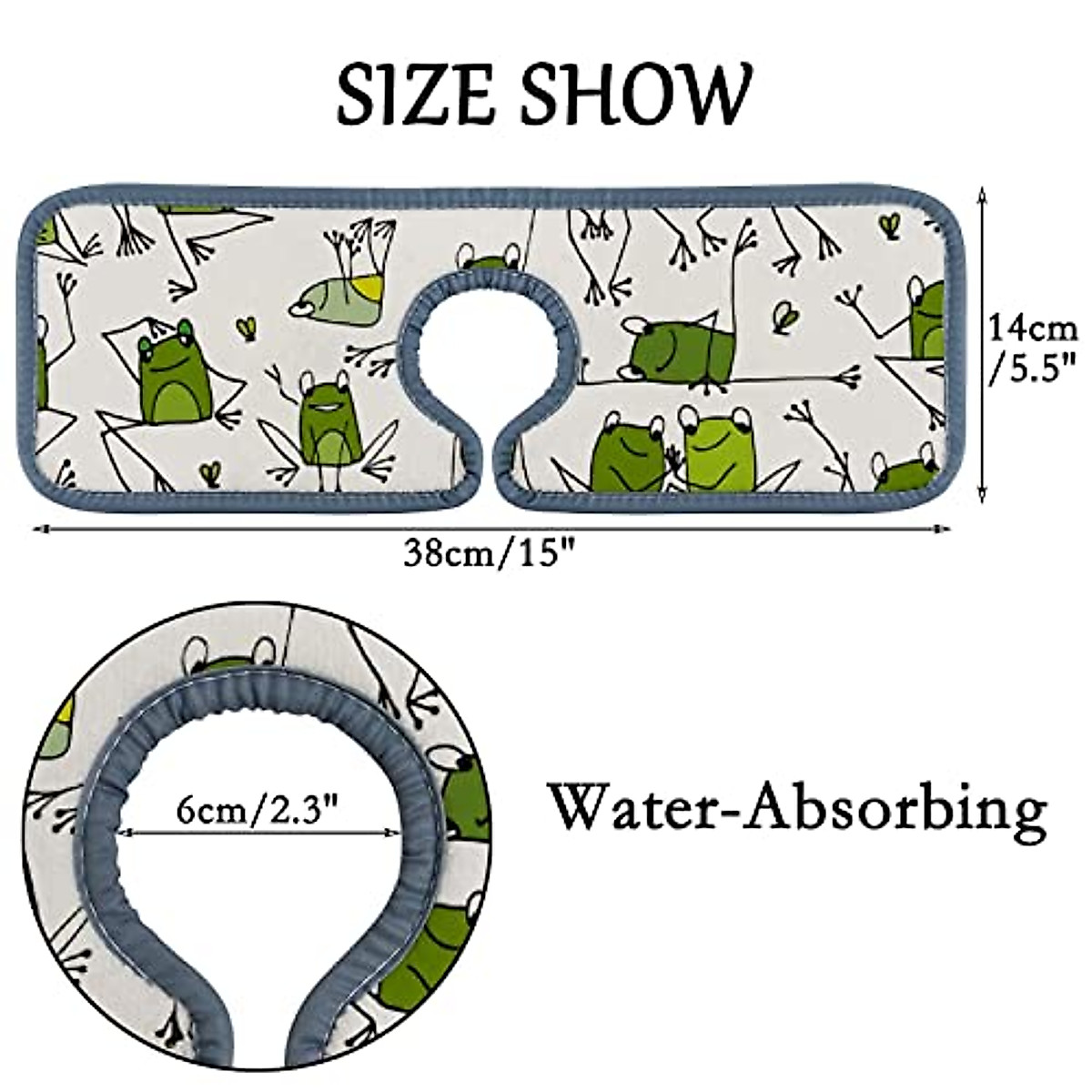 Absorbent Kitchen Faucet Mat 4 Pieces Funny Frogs Cute Animals Faucet Sink Splash Guard Bathroom Counter and RV,Faucet Counter Sink Water Stains Preventer