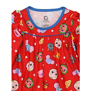 CoComelon Infant and Toddler Girls Flannel Granny Gown Nightgown Pajamas (3T, Red)