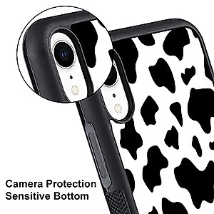 KANGHAR iPhone XR Case Tire Cow Print Cute Black White + Screen Protector Slim Anti-Scratch Shockproof Skid Outline Durable PC Layer TPU Bumper Full Body Protection Cover -6.1 Inch