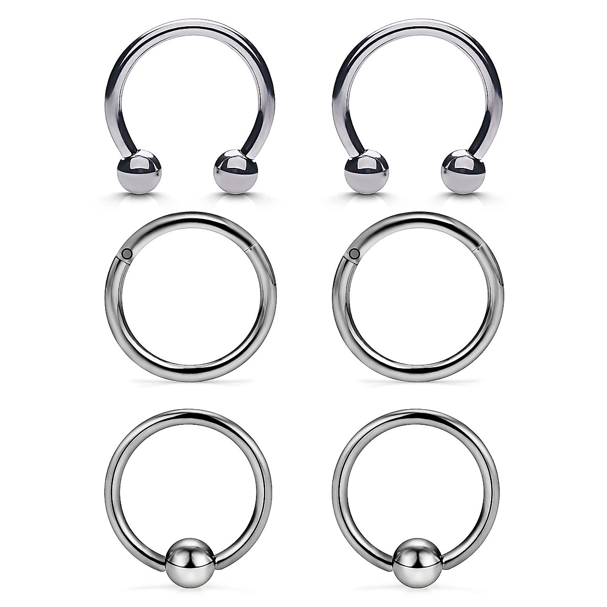 Dyknasz G23 Titanium 16G Septum Ring Nose Rings Hoop Helix Daith Cartilage Tragus Earrings Lip Body Piercing Jewelry for Women Men 12mm