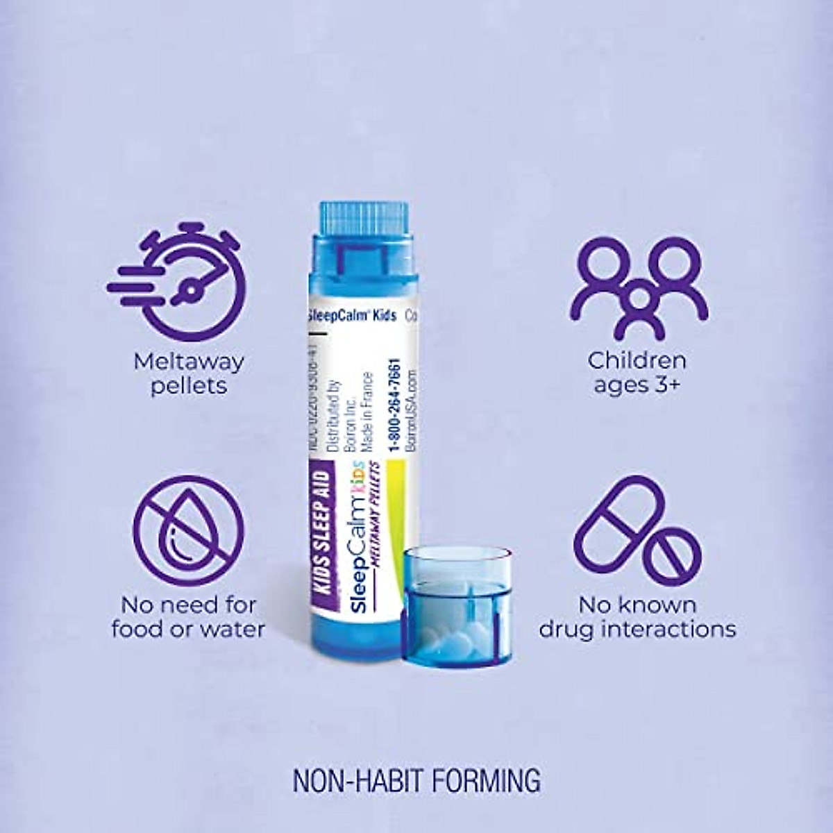 Boiron SleepCalm Kids Sleep Aid for Deep, Relaxing, Restful Nighttime Sleep - Melatonin-Free and Non Habit-Forming - 2 Count (160 Pellets)