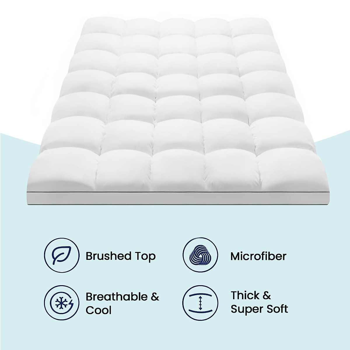 JINXIA Cooling Mattress Topper Twin for Back Pain, Extra Thick Mattress Pad Cover,Deep Elastic Pocket, Plush Pillow Top Overfilled with Down Alternative, White