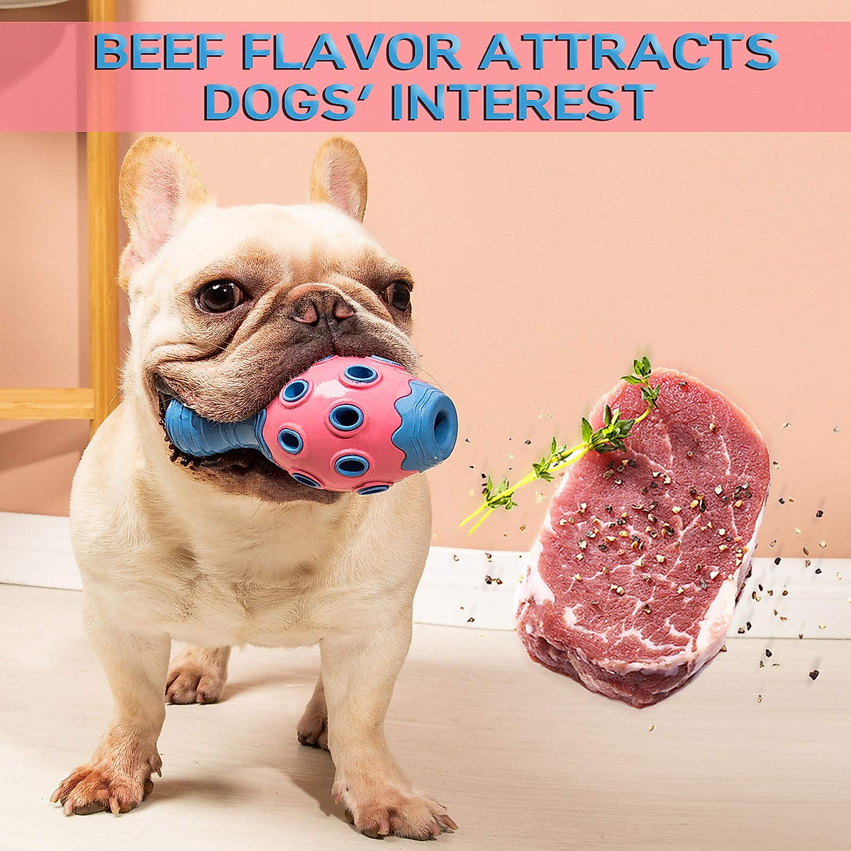 Tough Dog Chew Toys for Aggressive Chewers Large Breed Small Breed, Treat Dispensing Dog Puzzle Toy, Interactive Dog Squeak Toy Anxiety Relief Teething Toy