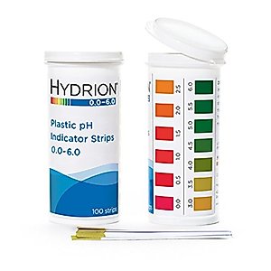 Micro Essential 9200 Hydrion Spectral Plastic Ph Strip, 0.0-6.0, 100 Strips Per Vial, Plastic