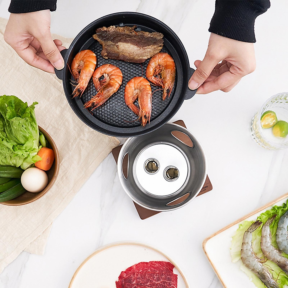 RSBFER Mini Alcohol Barbecue Stove - Japanese Small Tabletop Charcoal Grill Household Smokeless Barbecue Stove for Yakiniku Takoyaki