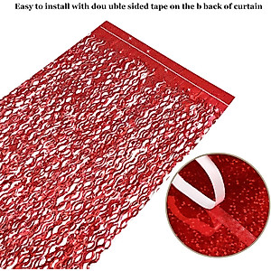 Cat in The Hat Birthday Decorations/Thing 1 and Thing 2 Baby Shower Decorations/Baby Shower/Party Decorations/Red Blue Wavy Fringe Foil Curtains Backdrop Nurse Graduation