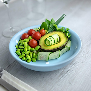 City to Cottage Handmade Light Sky Blue And White Pottery Polka Dot Glazed 7.3inch/18.5cm, 14oz/400ml Salad, Pasta, Fruit, Cereal, Soup Bowl | Unique Ceramic Dinnerware, Housewarming Gift