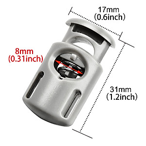 DYZD Plastic Cord Locks End Spring Stop Toggle Stoppers Multi-Colour (10PCS, Grey)