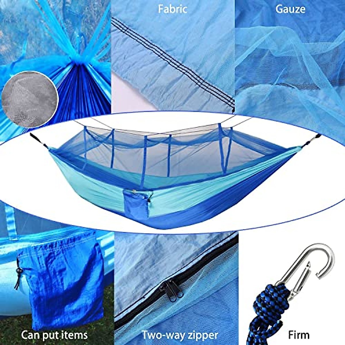 KEPEAK Camping Hammock with Net Netting, Single & Double Tree Hammock Net, Lightweight Nylon Portable Hammock for Backpacking, Camping, Travel, Beach, Yard