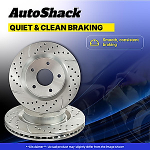 AutoShack Front Drilled Slotted Brake Rotors Silver Pair of 2 Driver and Passenger Side Replacement for 2009 2010 2011 Nissan Murano 2009-2014 2016-2023 Maxima 3.5L V6 AWD FWD PR41529DSZPR