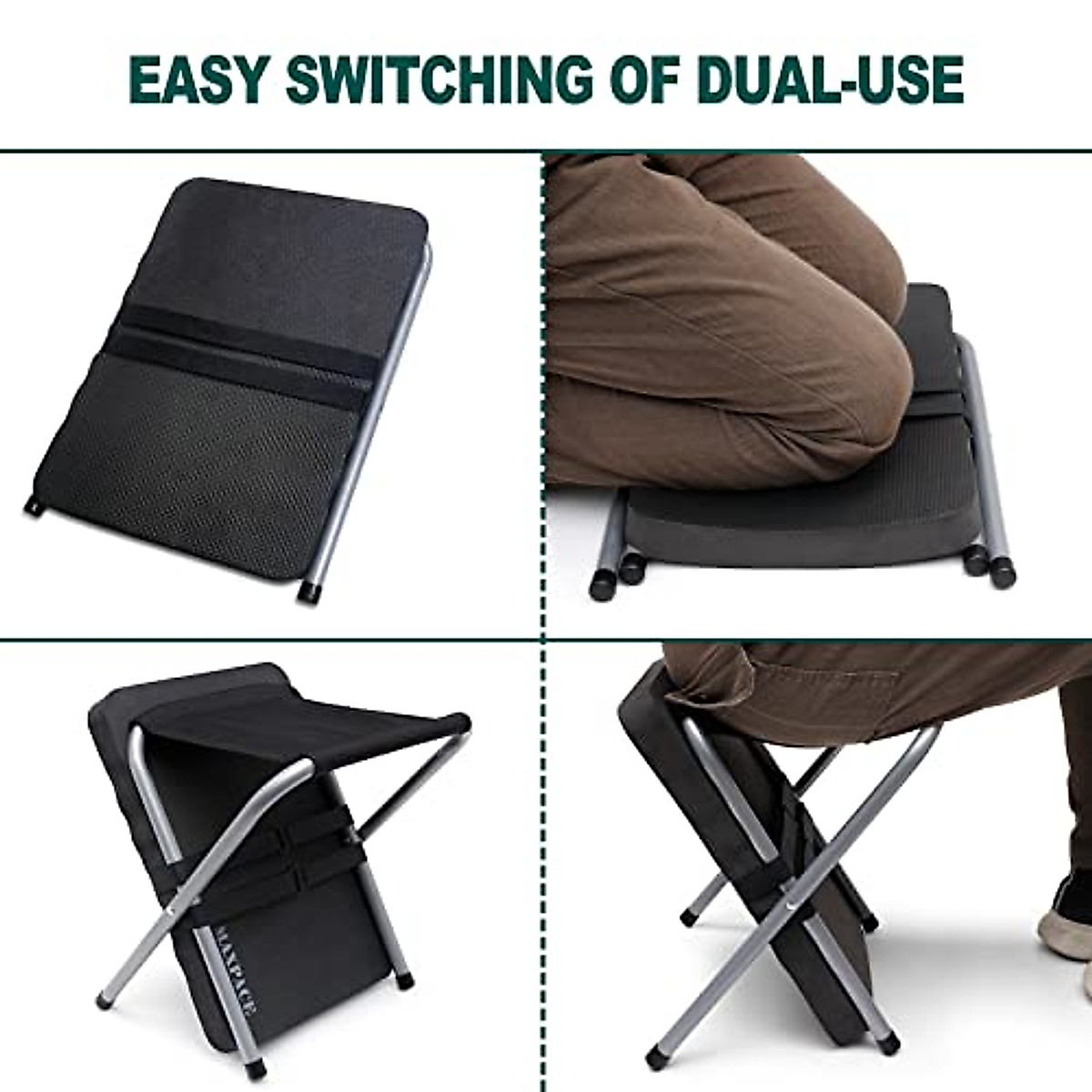 MAXPACE Garden Kneeling Pad and Foldable Gardening Stool 2 in 1, Extra Thick Soft Water-Resistant Comfortable Durable Foam Knee Pad Mat Cushion Garden Kneeler and Seat for Gardening, Mechanics, Work