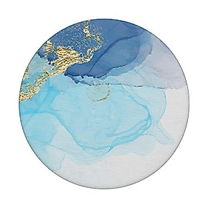 Blue Marble-Look White Golden Elegant PopSockets Swappable PopGrip