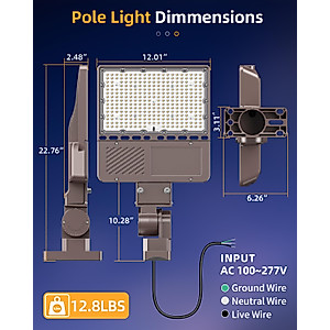 9PCS LED Parking Lot Lights 200W 160W 120W, LED Shoebox Light 5000K Adjustable Arm Mount, UL Listed Outdoor Pole Light with Photocell, IP65 Waterproof Commercial Street Area Flood Lighting 100-277V