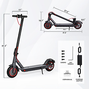 RIDWIND Electric Scooter Adults, 500W Peak Motor, 20 Miles Range, 15.5Mph eScooter, 8.5" Tires, Dual Braking System, Portable Folding Commuting Scooter Electric for Adults Teens with APP Control
