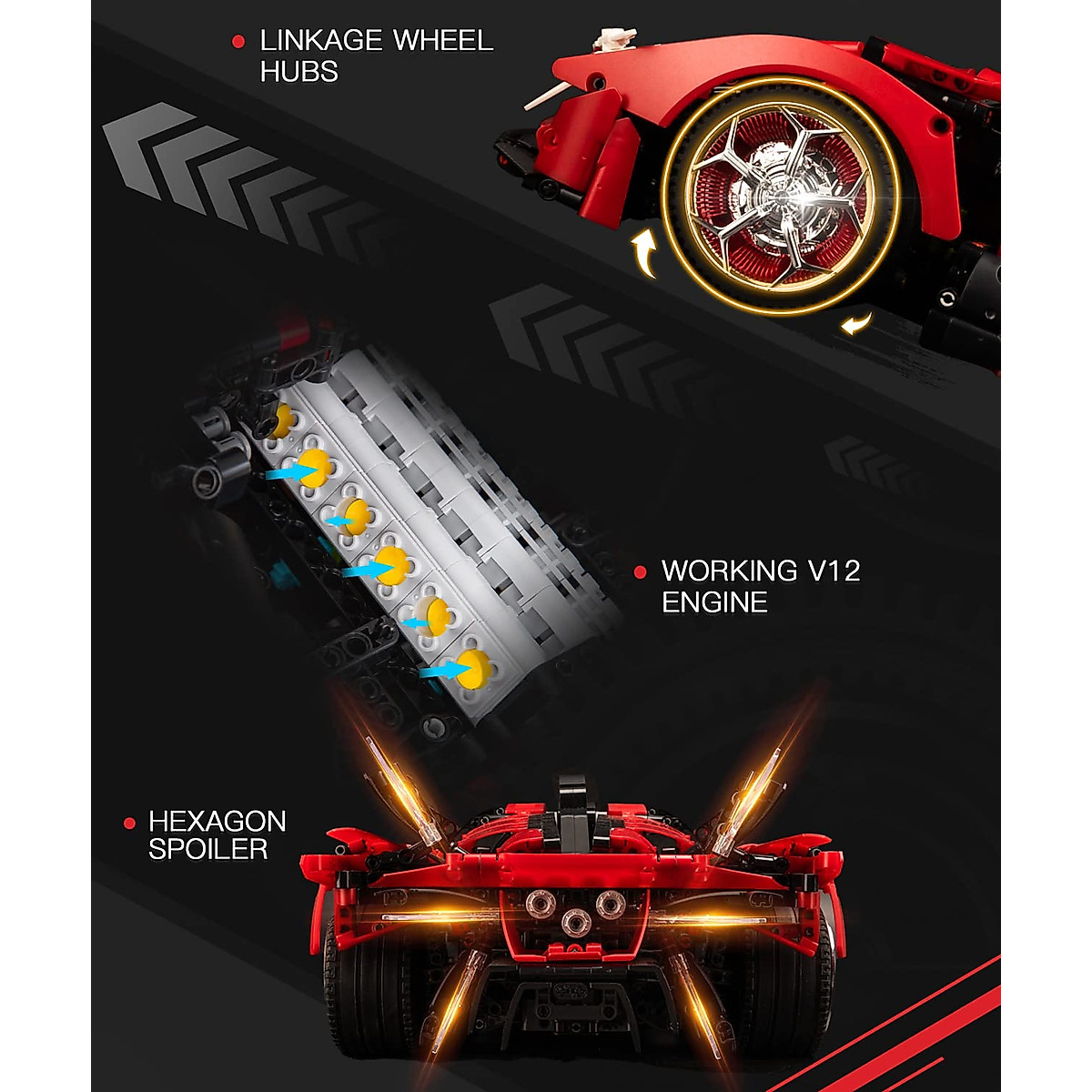 DOSCOR Apello EVO Sports Car Building Kit,1:8 Scale Technical Super Car Building Blocks Set for Adults,Men&Teens,Adult Collectible Model and Engineering Toy(3669+ Pcs)