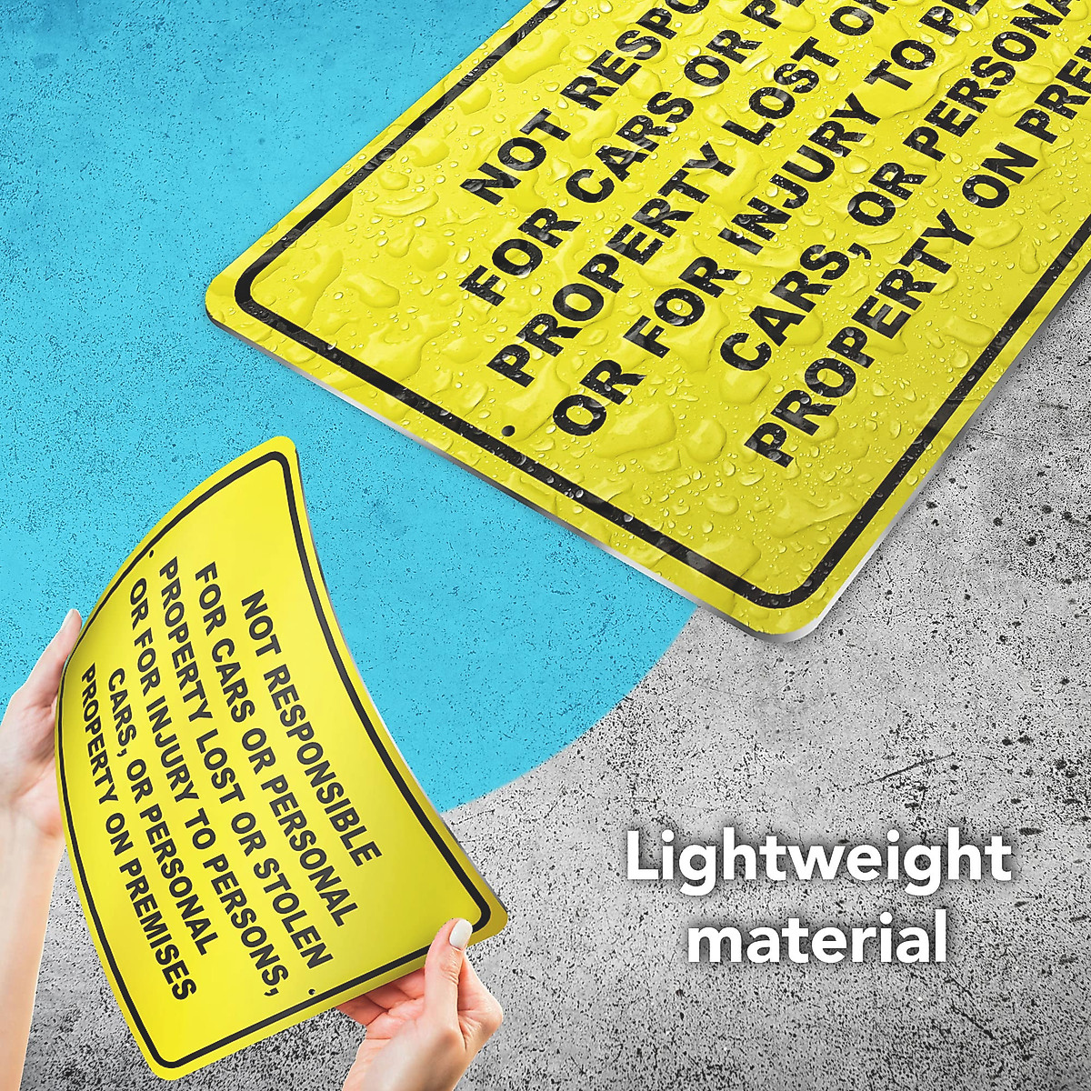 Not Responsible for Accidents or Injuries Sign - 8x12 Aluminum Management Not Responsible Sign - Not Responsible for Lost or Stolen Items Sign