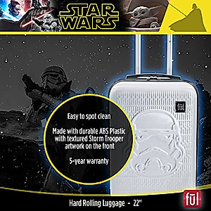 FUL Star Wars Storm Trooper Carry-On Rolling Suitcase, Hardside Travel Luggage with Spinner Wheels, 21 Inches, White