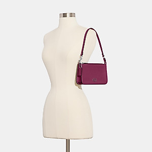 COACH Pouch Bag in Crossgrain Leather, Deep Plum