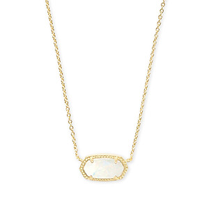 Kendra Scott Elisa Pendant Necklace for Women, Fashion Jewelry, 14k Gold-Plated, White Opal