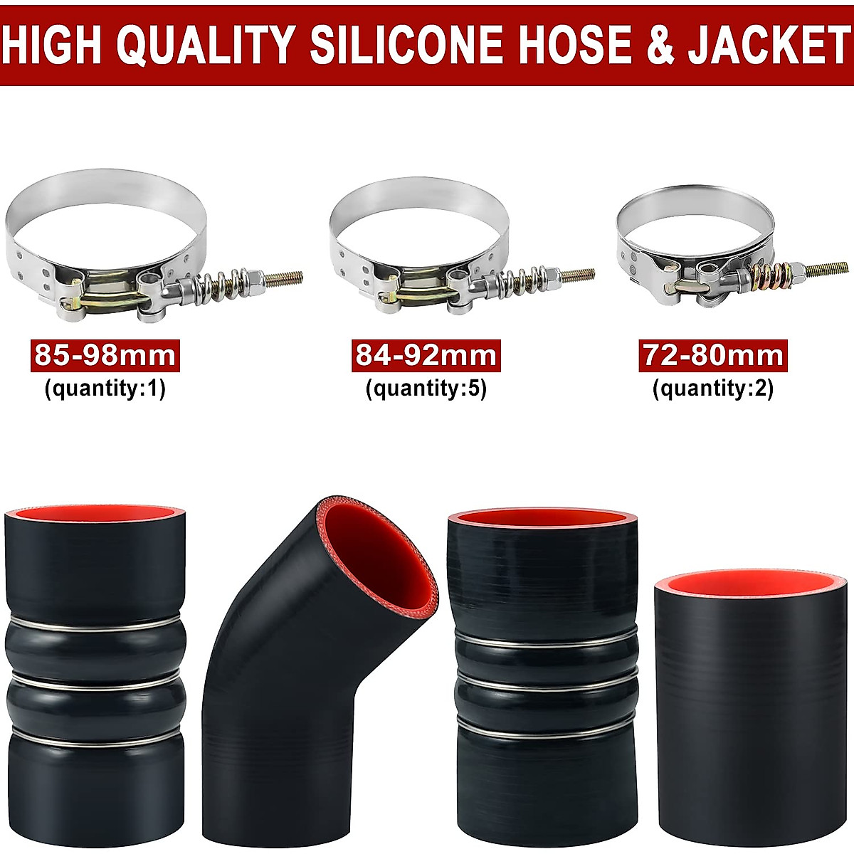 Turbo Intercooler Boots Clamps Kit Intercooler Hose Compatible with 2003-2007 Ford F250 F350 6.0L Diesel