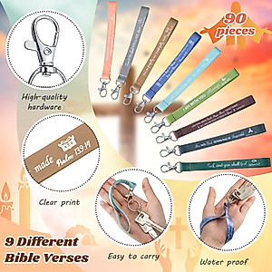 BBTO 90 Pcs Christian Keychains Bulk Scripture Keychain Inspirational Religious Key Chains Bible Verse Church Gifts (Vivid Color)